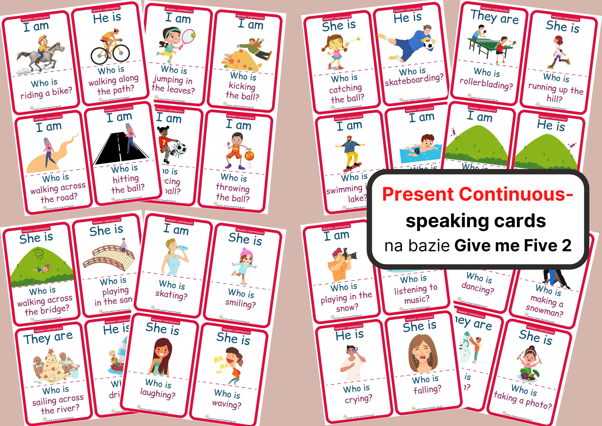Present Continuous – speaking cards PDF (Give me Five 2)