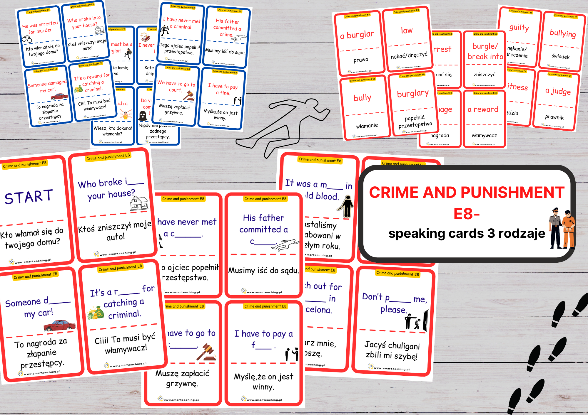 Crime and Punishment – speaking cards PDF (3 poziomy)